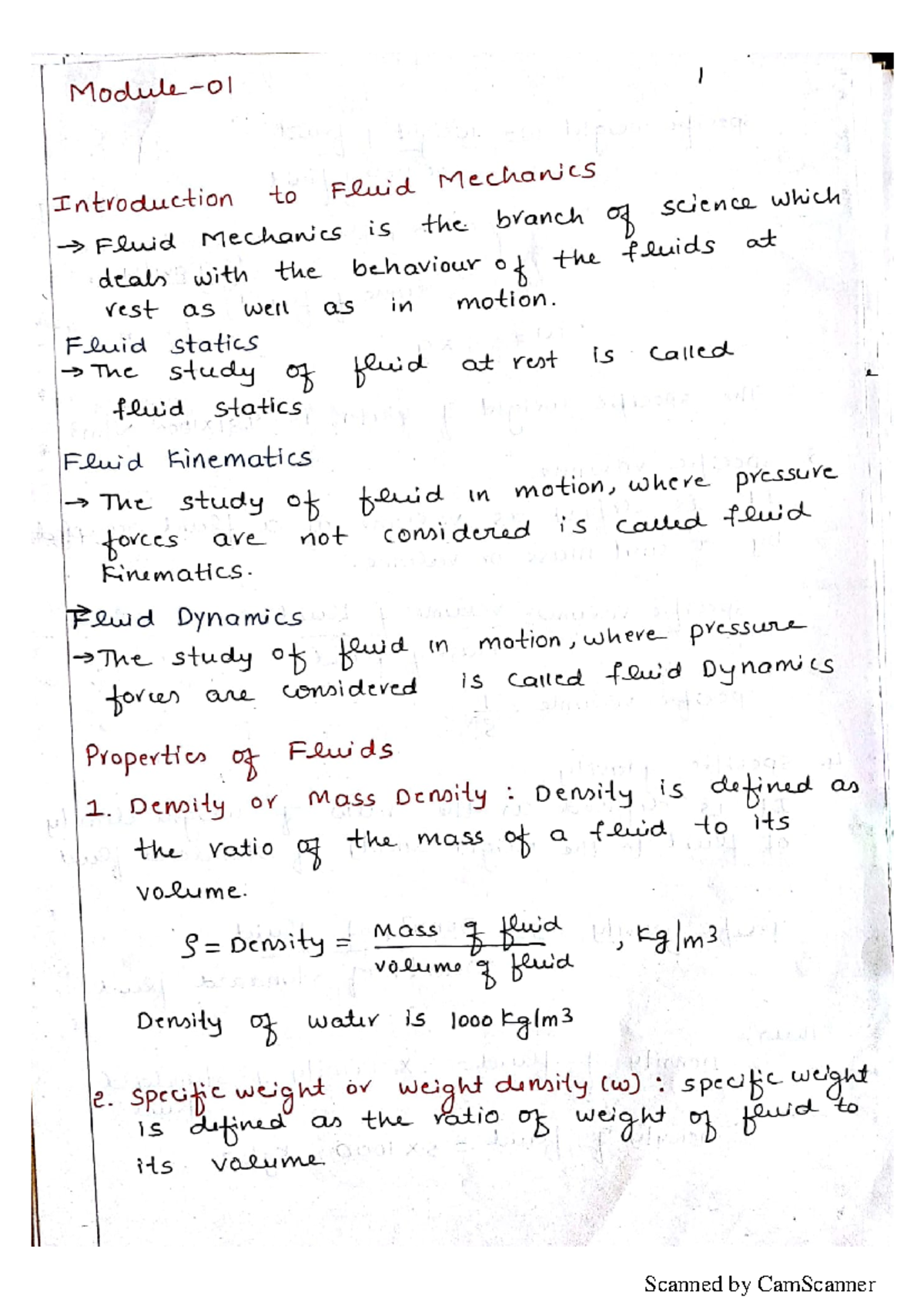 Fluid Mechanics Module 1 Notes - Civil engineering - Studocu