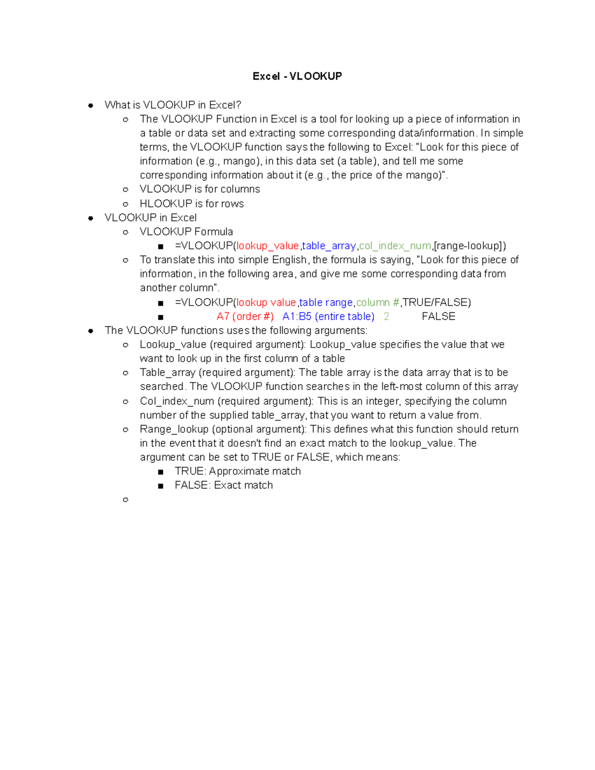Excel Notes ( Vlookup) - Prof. Lawrence Aikins - Excel - VLOOKUP What ...