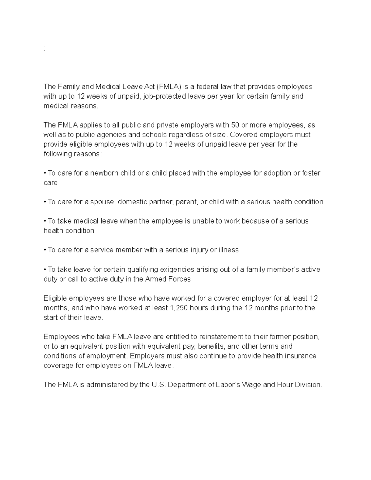 EDPSY528 course outline - : The Family and Medical Leave Act (FMLA) is ...