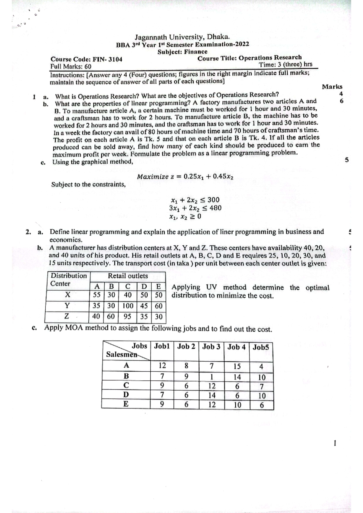 FIN-3104 Operation Research - operetion management - Studocu