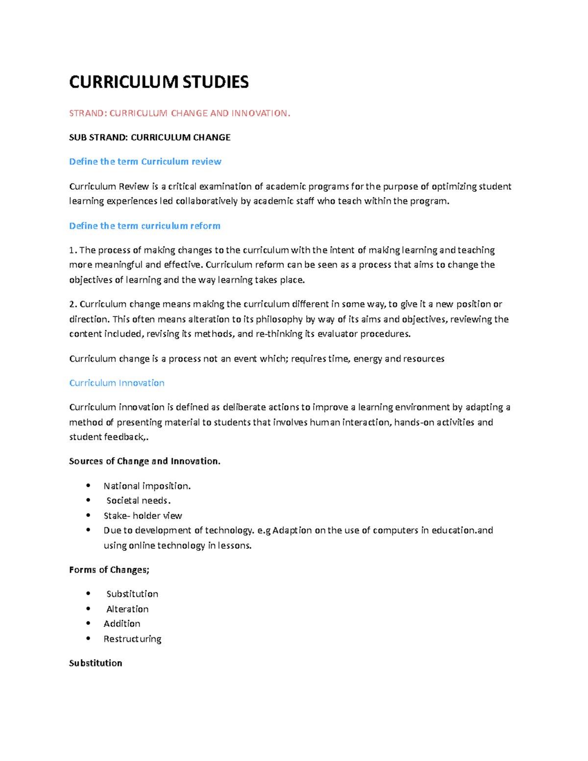 Curriculum change - CURRICULUM STUDIES STRAND: CURRICULUM CHANGE AND ...