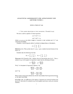 Problem sheet 3 - ANALYTICAL MATHEMATICS FOR APPLICATIONS 2023 PROBLEM ...