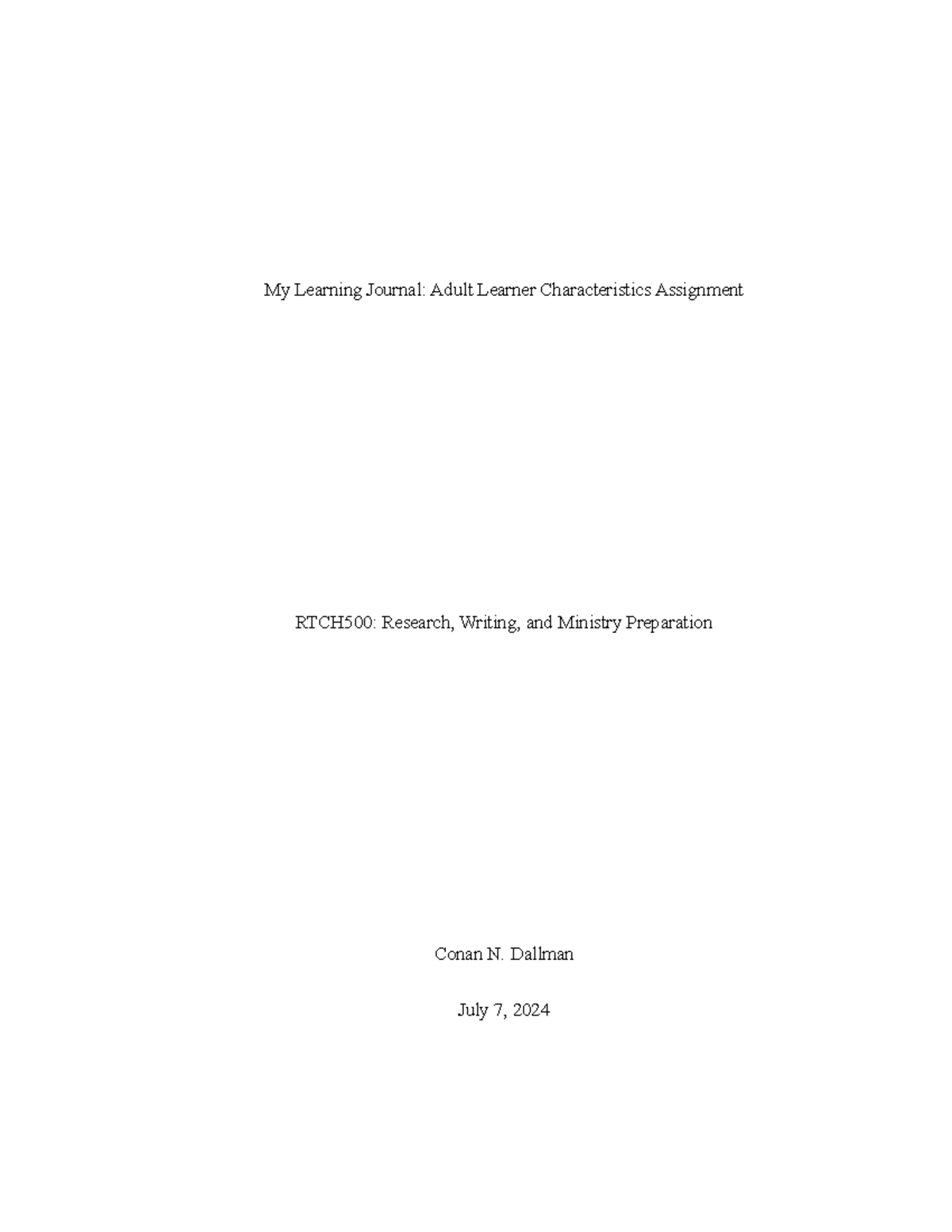 Learing Journal 22 - Assign - My Learning Journal: Adult Learner ...