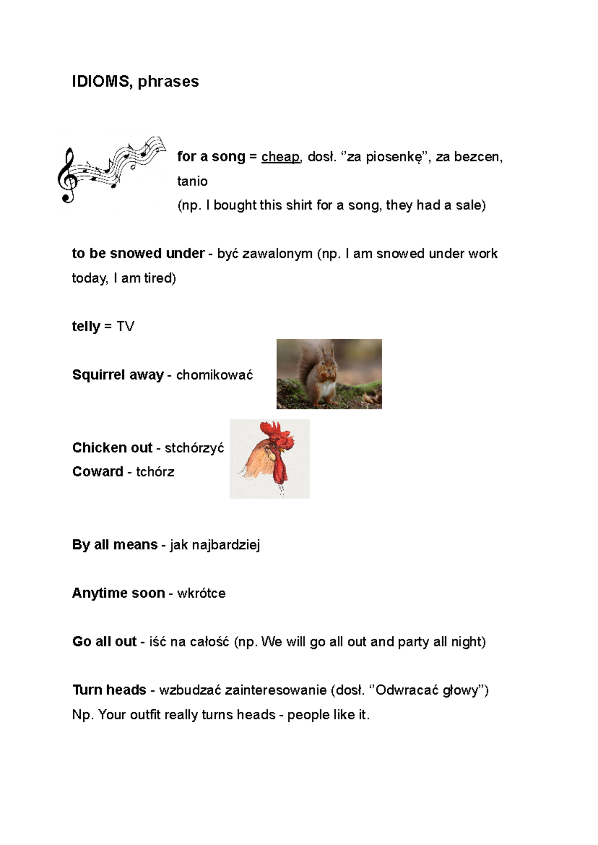Idioms, phrases list - catchy, be all ears, snowed under etc - IDIOMS ...