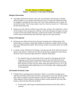 Chapter 1 Quiz Notes - Summary Theories of Development - FCL 432 ...
