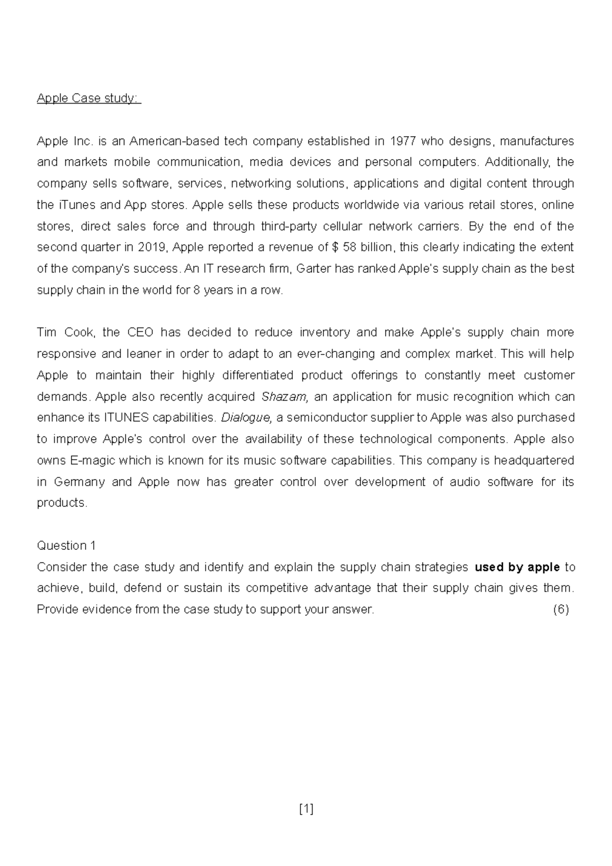 Chapter 13 case study - Apple Case study: Apple Inc. is an American ...