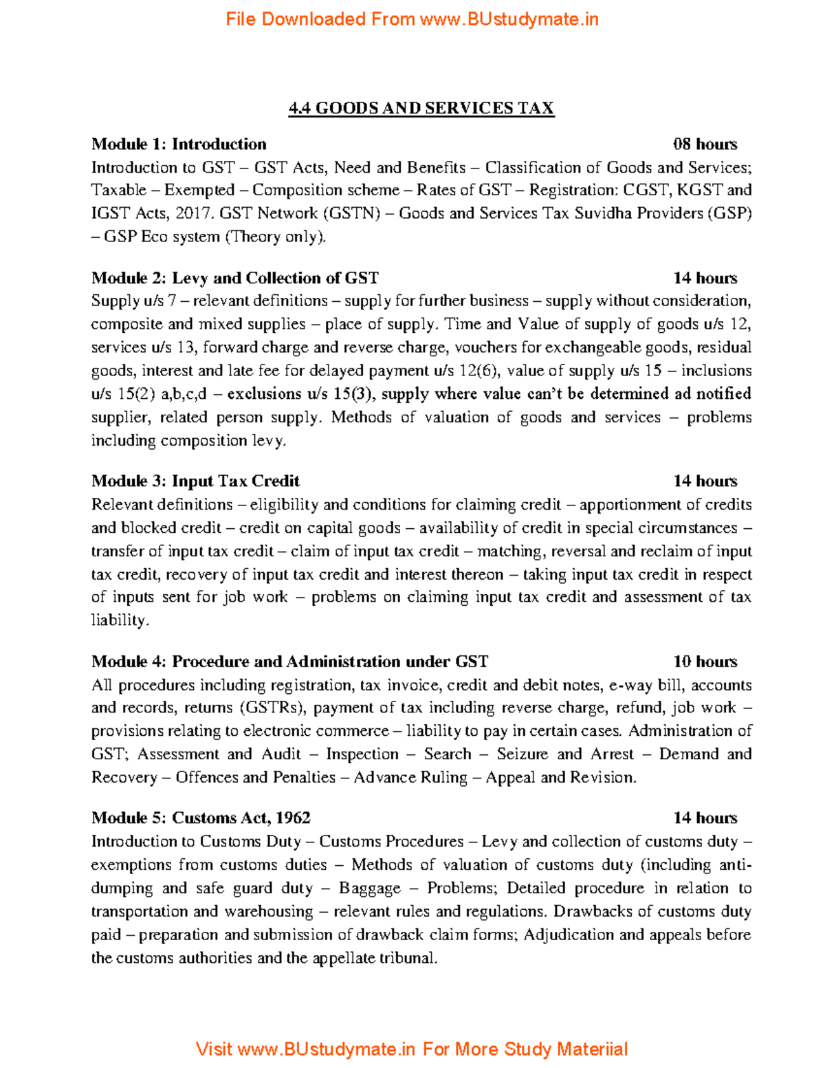 GST- Text Book - 4. 4 GOODS AND SERVICES TAX Module 1: Introduction 08 ...