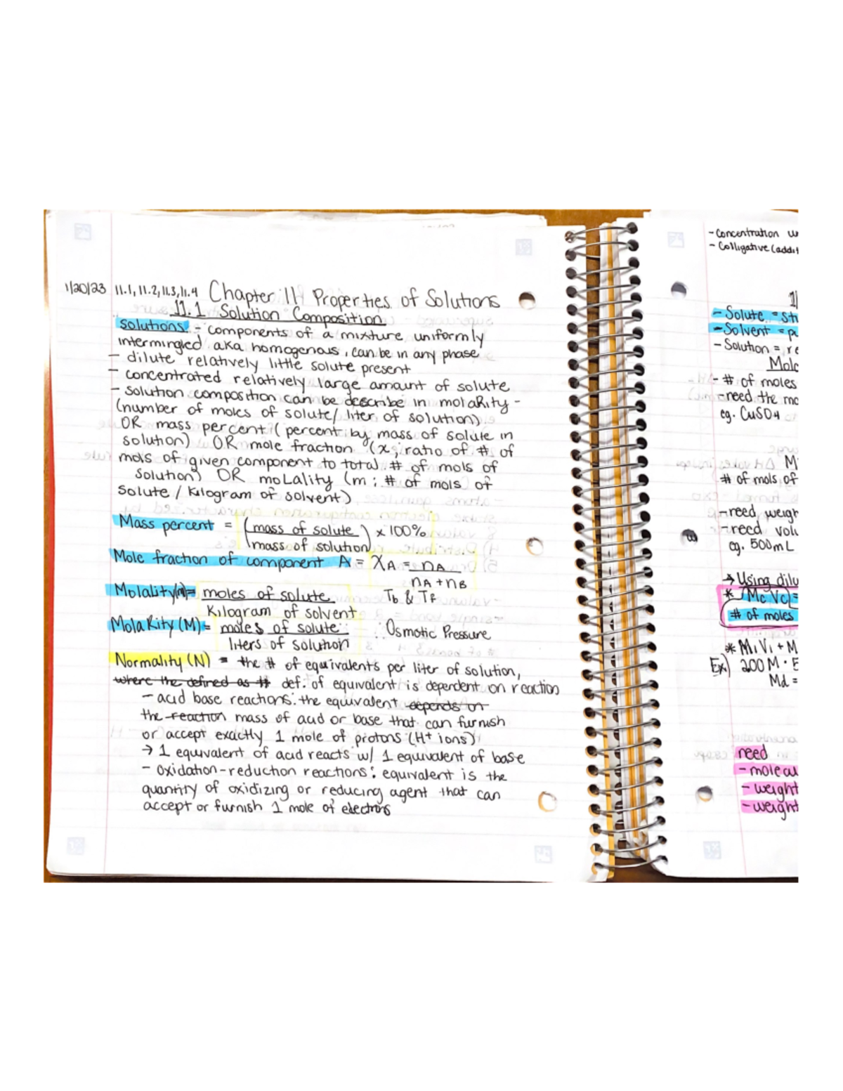 CHEM 1128Q Ch.11 Notes - Properties of Solutions - CHEM 1128Q - Studocu