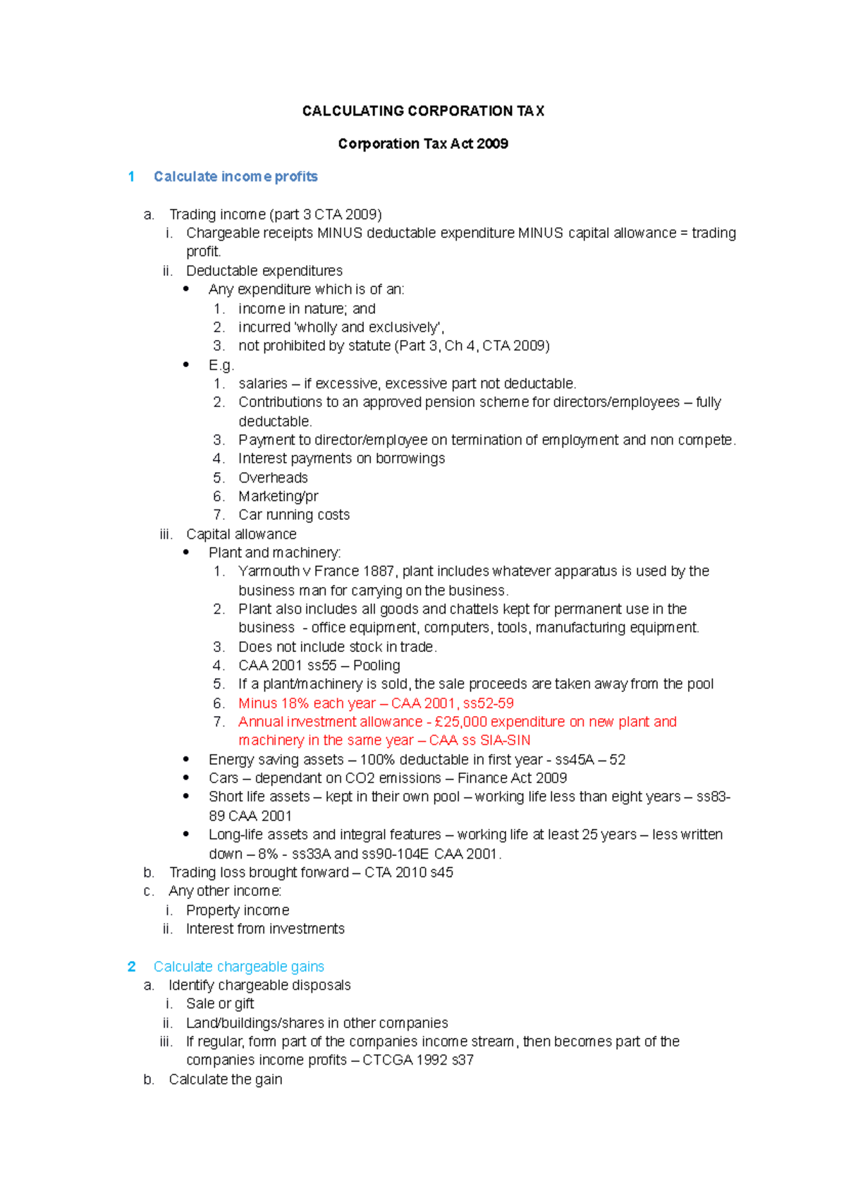 Calculating Corporation TAX - CALCULATING CORPORATION TAX Corporation ...