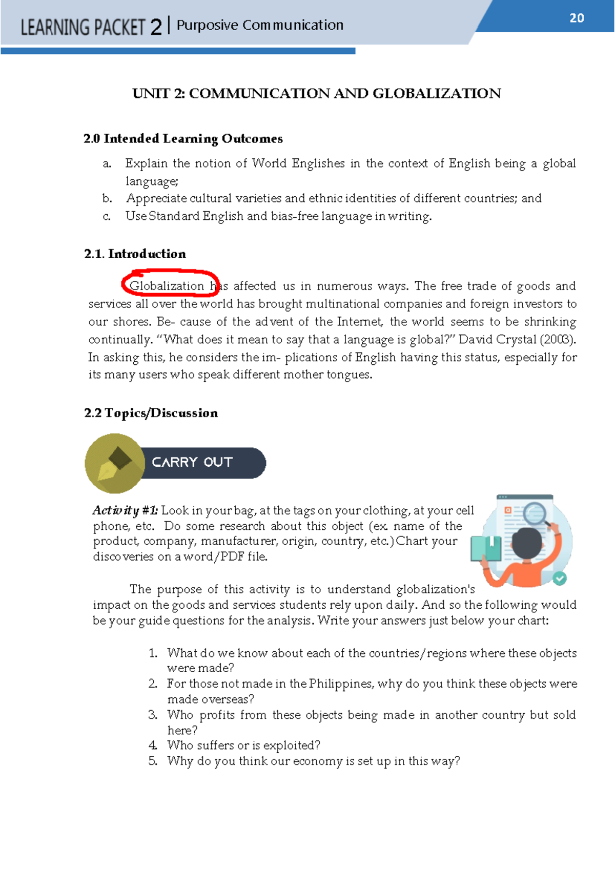 GE 4 Purp Comm UNIT 2 1 - 2 | Purposive Communication UNIT 2: COMMUNICATION AND GLOBALIZATION 2 ...