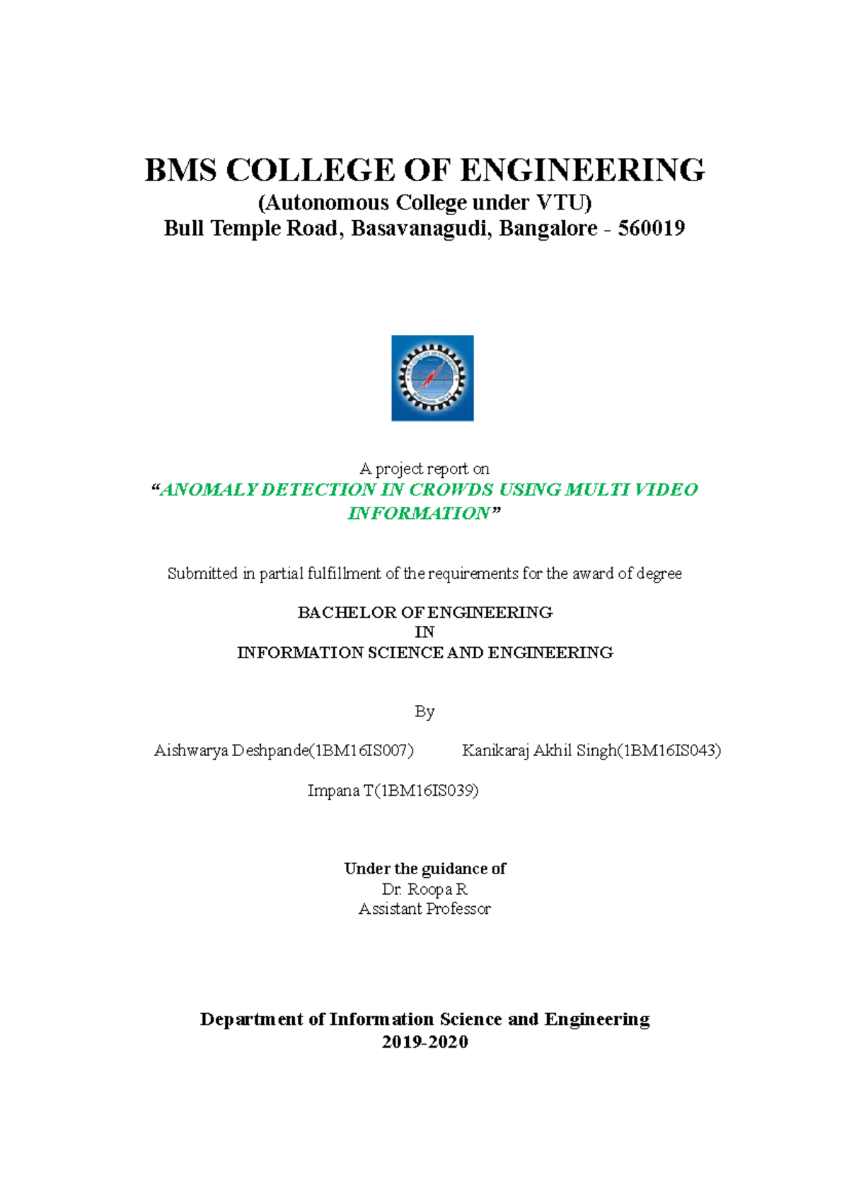 crime detection using machine learning final year project - BMS COLLEGE ...