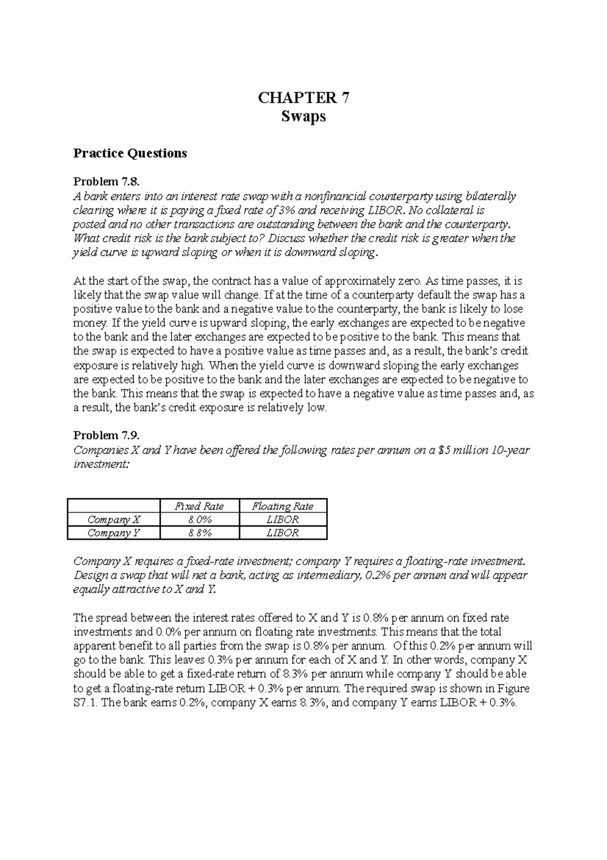 Hull Fund 9e Ch07problem Solutions Chapter 7 Swaps Practice Questions