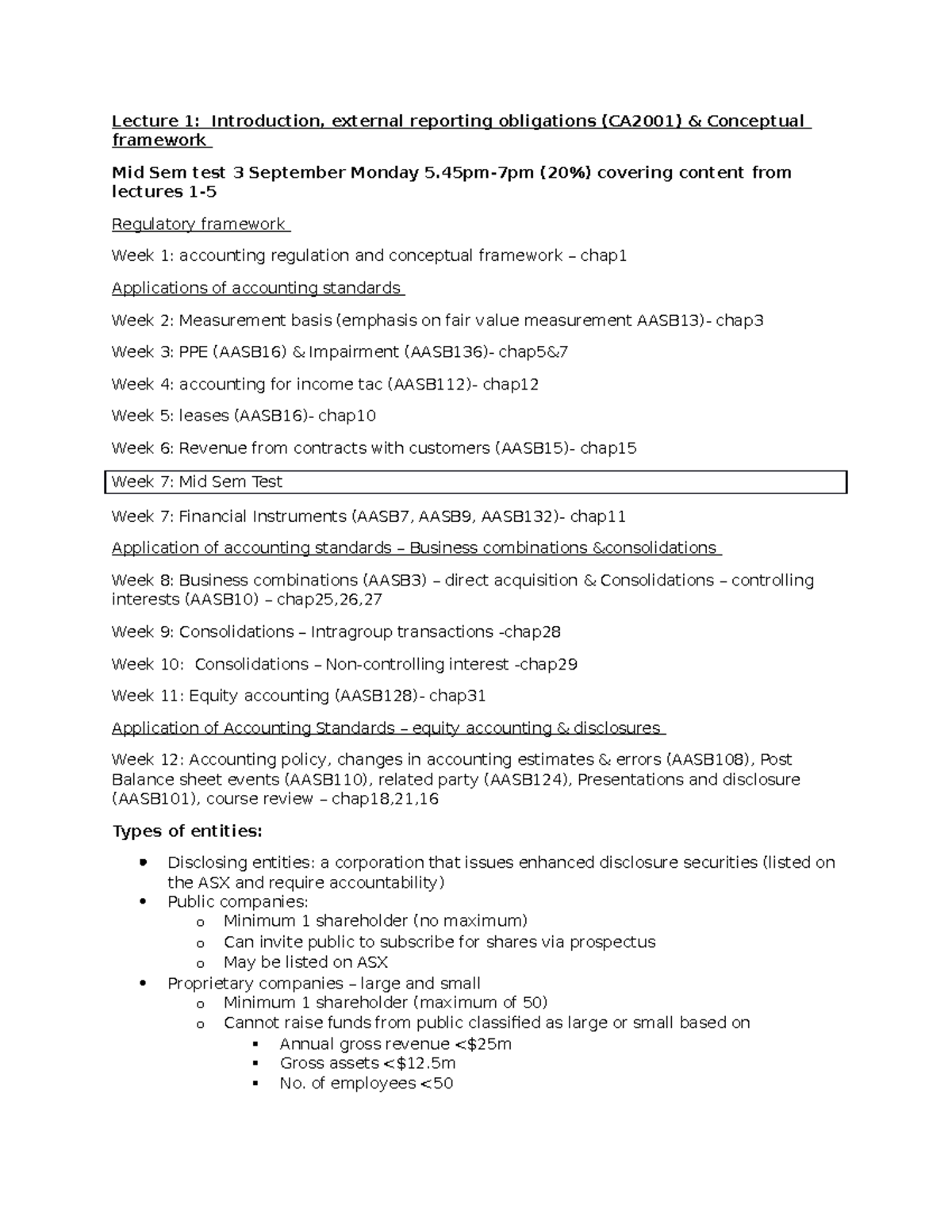 IFA2 Lecture 1 notes - Lecture 1: Introduction, external reporting ...