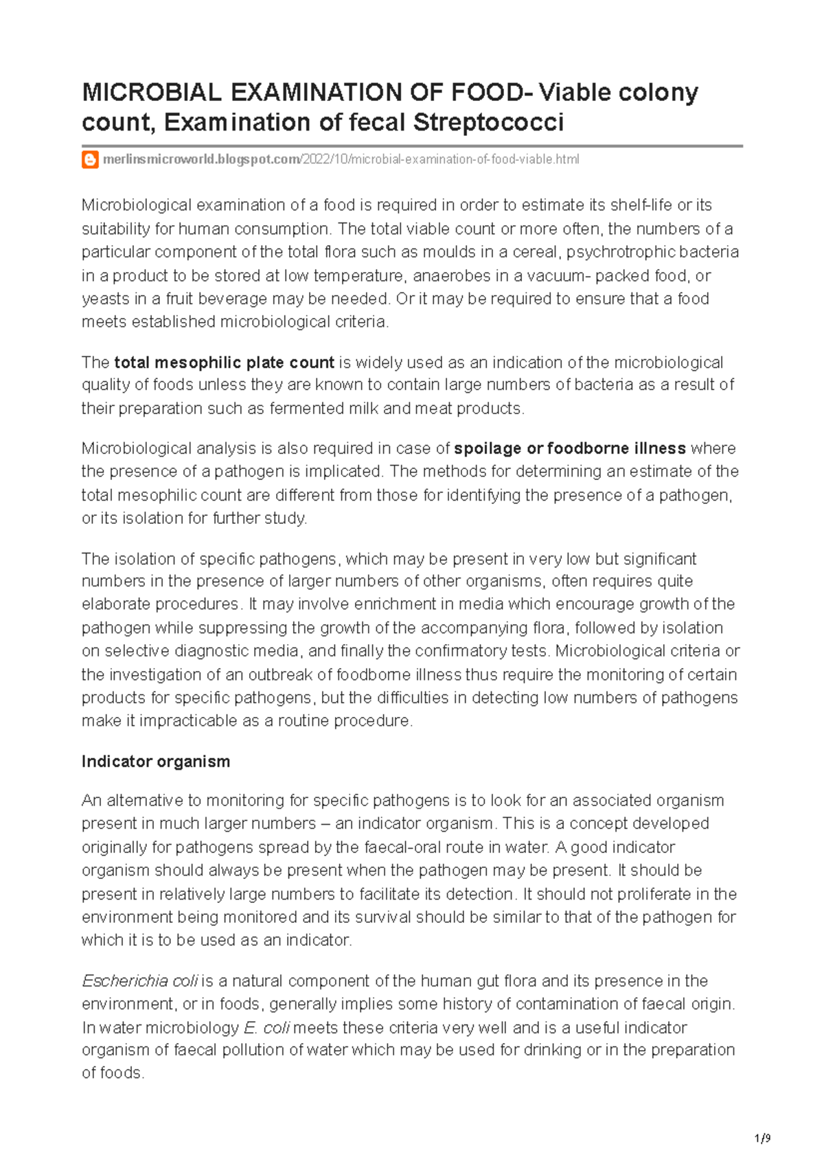 Merlinsmicroworld.blogspot.com- Microbial Examination OF FOOD- Viable ...