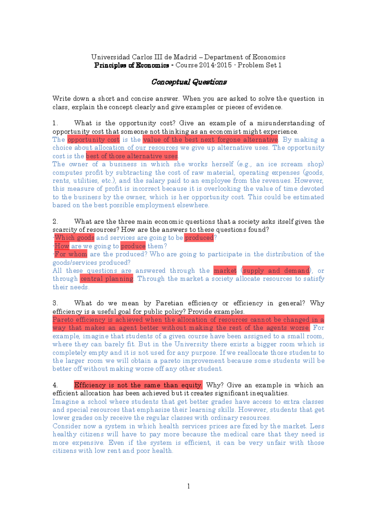 Principle of Econ Pset with Solutions Collection - Universidad Carlos ...