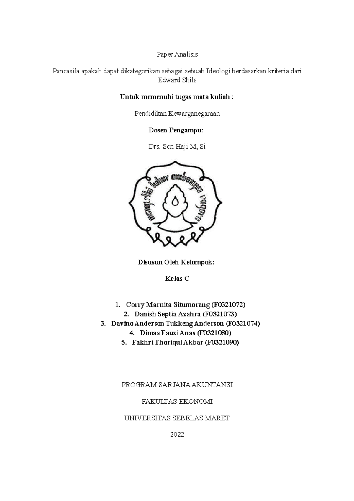 Paper Analisis PPKN Kelompok 1 - Paper Analisis Pancasila apakah dapat ...