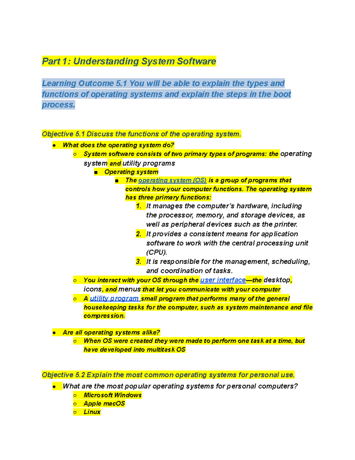 Chapter 5 textbook notes - Part 1: Understanding System Software ...