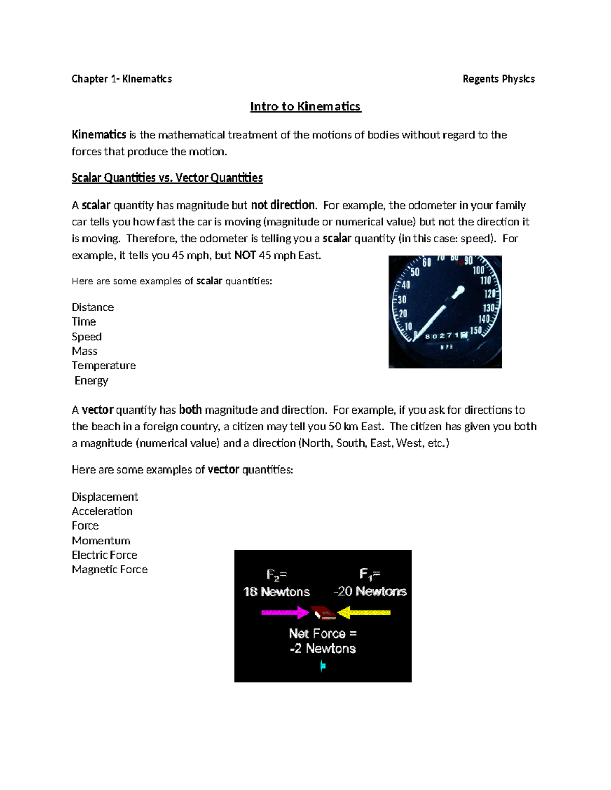 Physics Notes - Chapter 1- Kinematics Regents Physics Intro to ...