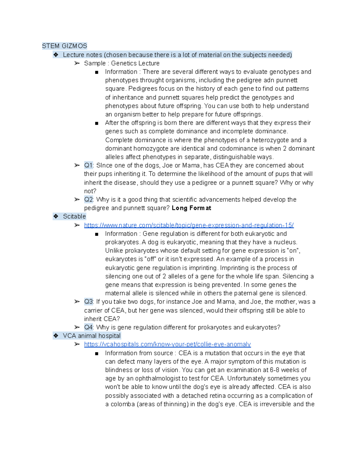 Stem gizmos - A notes page - STEM GIZMOS Lecture notes (chosen because ...
