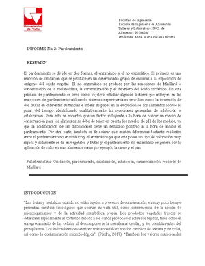 Informe de laboratorio No. 5 Lipidos - Escuela de Ingeniería de Alimentos Talleres y Laboratorio ...