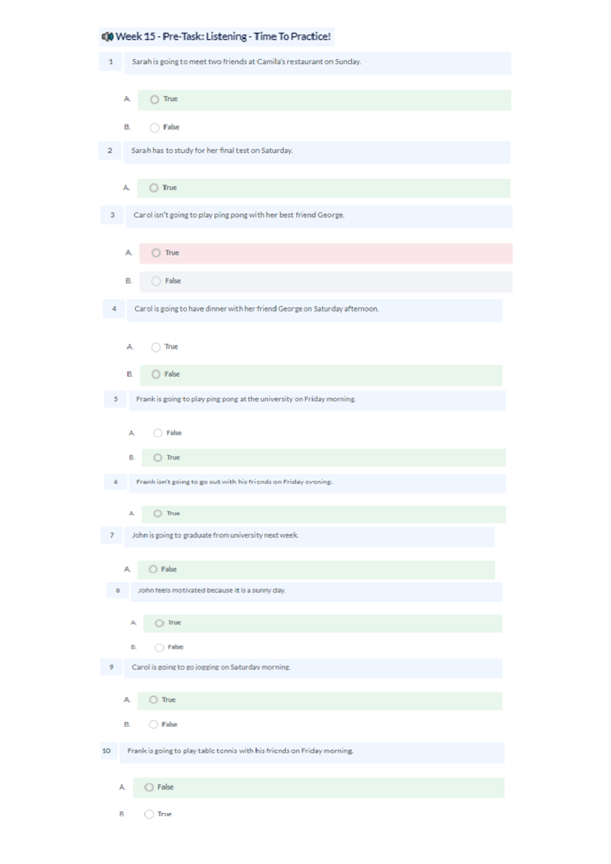 🔊 Week 15 - Pre-Task Listening - Time to practice - Week 15 Listening ...