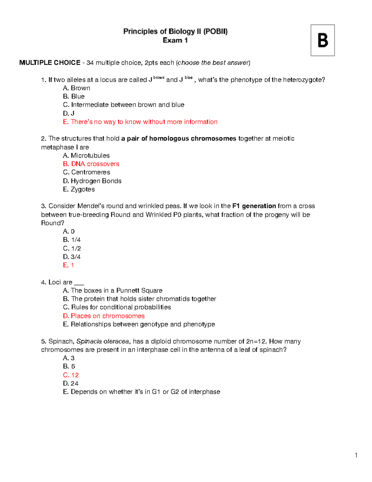 Exam 1A - KEY - midterm 1 - MULTIPLE CHOICE - 34 multiple choice, 2pts ...