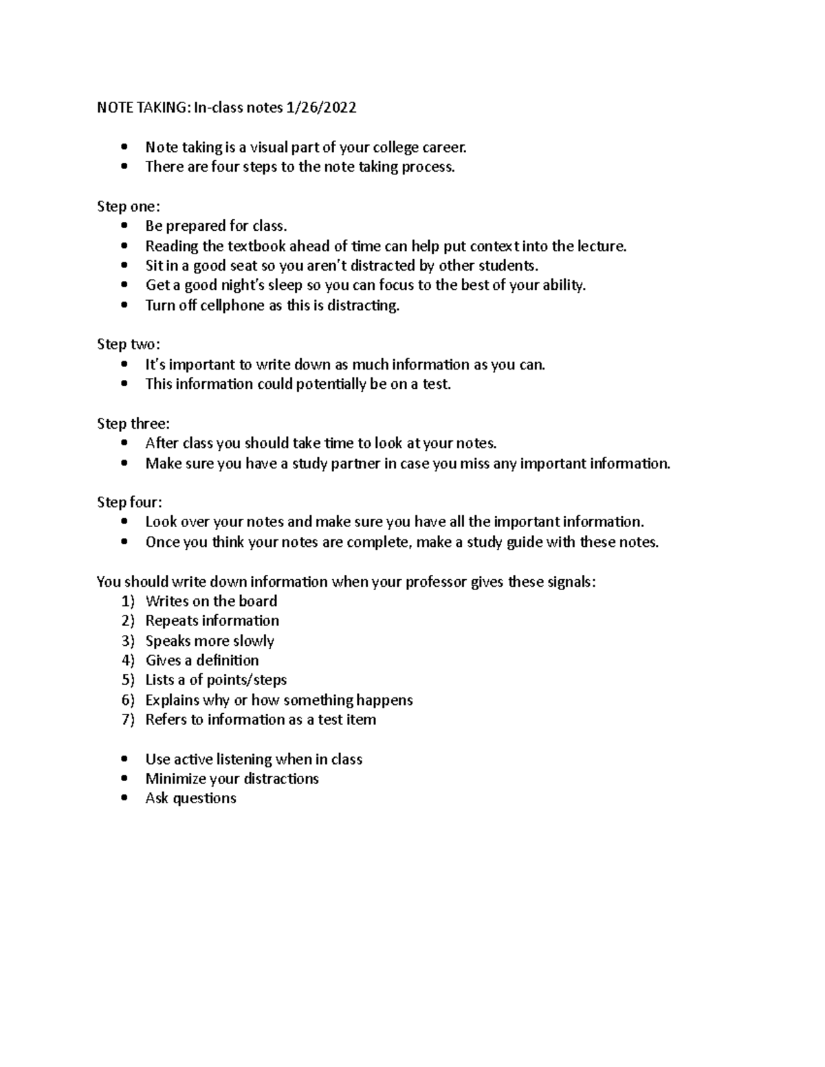 NOTE Taking - Lecture notes to help you study for EDHE. - NOTE TAKING ...