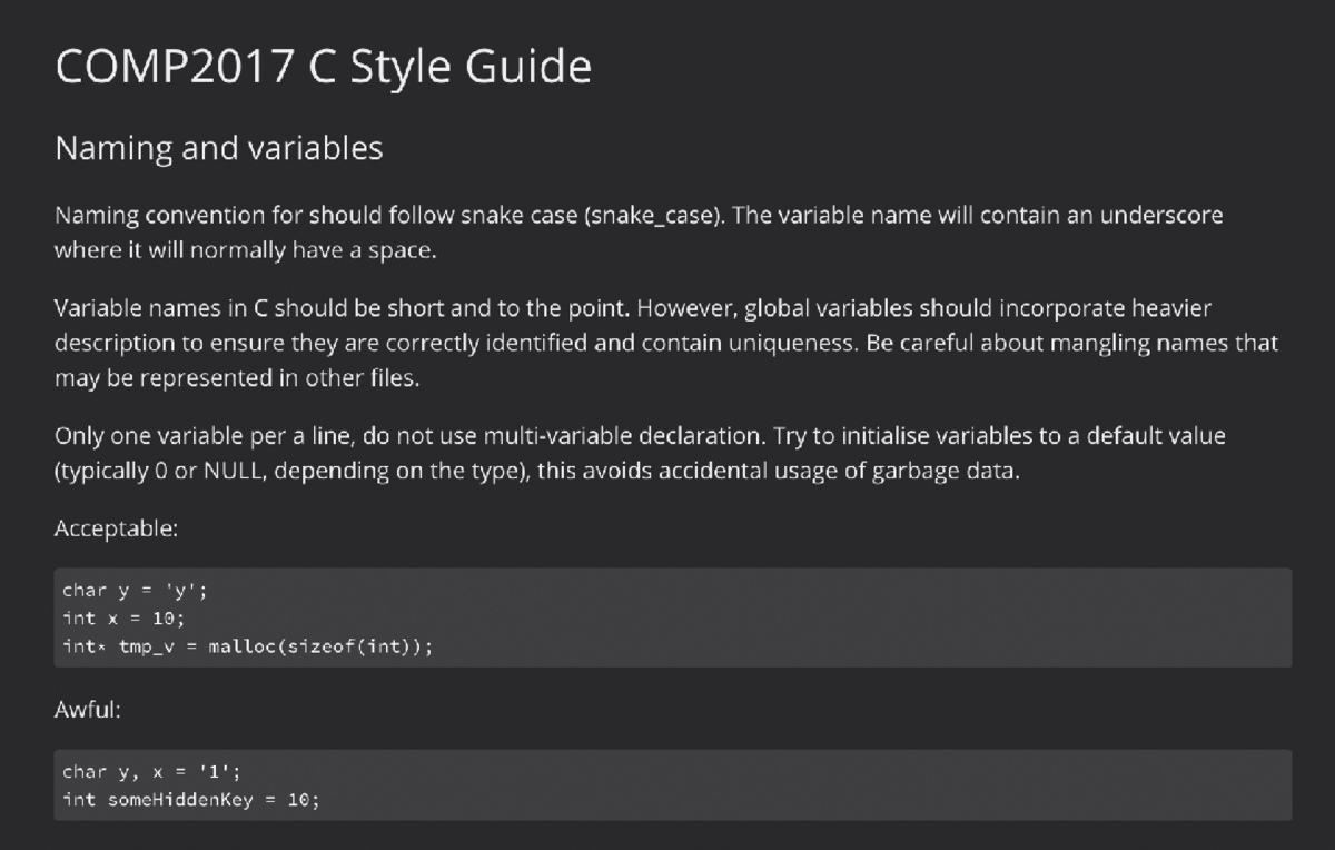 Comp2017 style guide - COMP2017 - Studocu