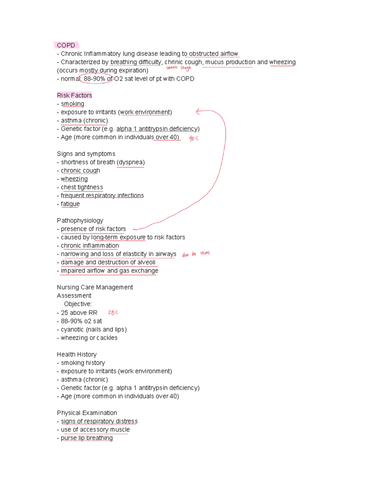 COPD - MS notes - COPD Chronic Inflammatory lung disease leading to ...