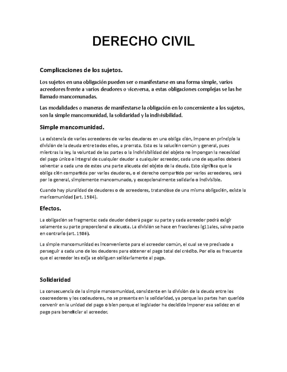 Derecho Civil Original - DERECHO CIVIL Complicaciones de los sujetos ...