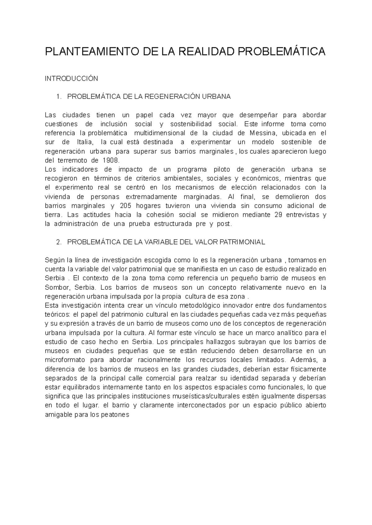Informe DE Metodología - PLANTEAMIENTO DE LA REALIDAD PROBLEMÁTICA ...