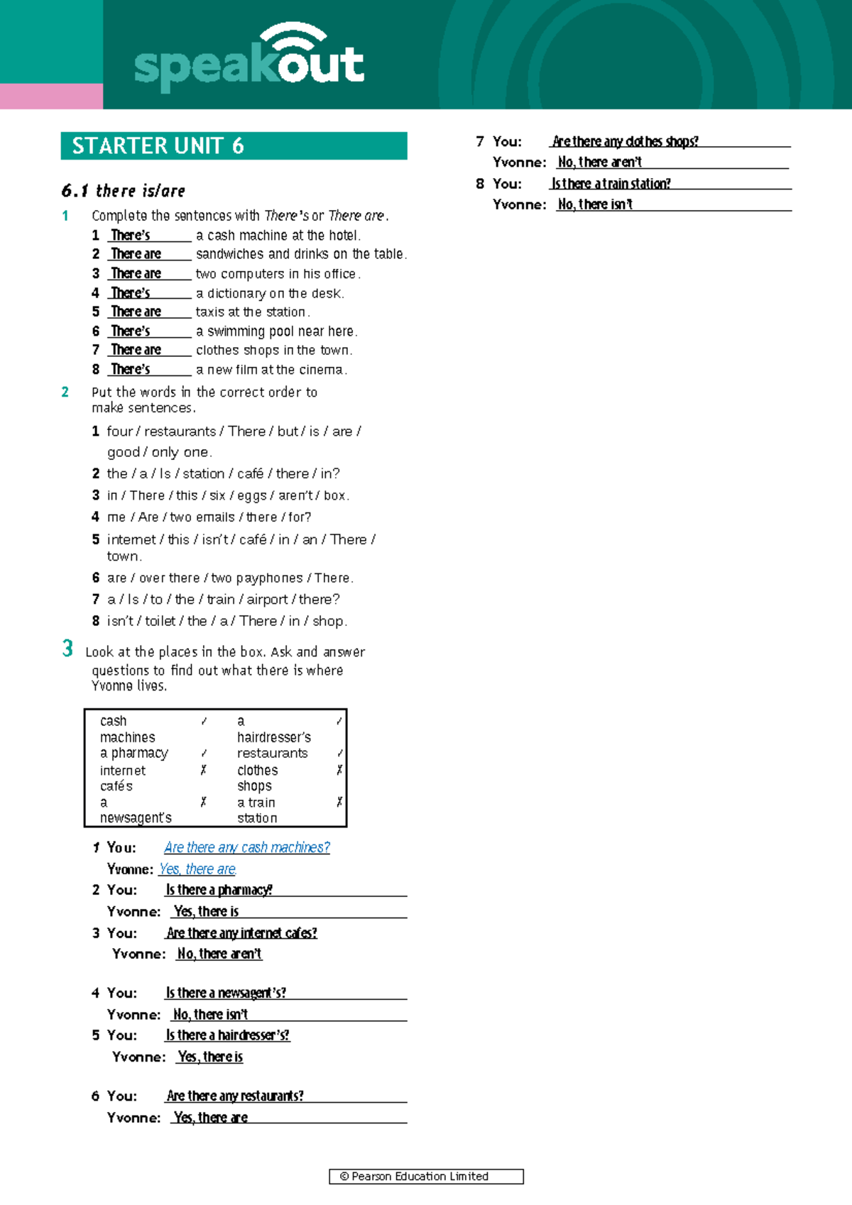Speakout Grammar Extra Starter Unit 61 - 6 GRAMMAR © Pearson Education Limited STARTER UNIT 6 6 ...