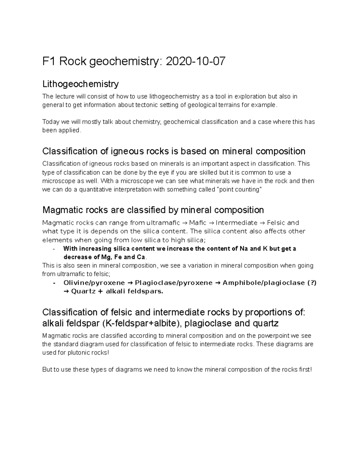 F1 Rock geochemistry - Geochemical exploration - F1 Rock geochemistry ...
