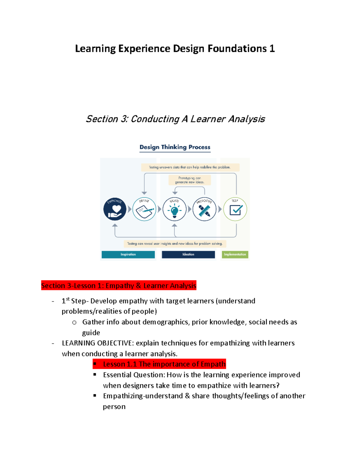 Section 3 Notes - Learning Experience Design Foundations 1 Section 3 ...