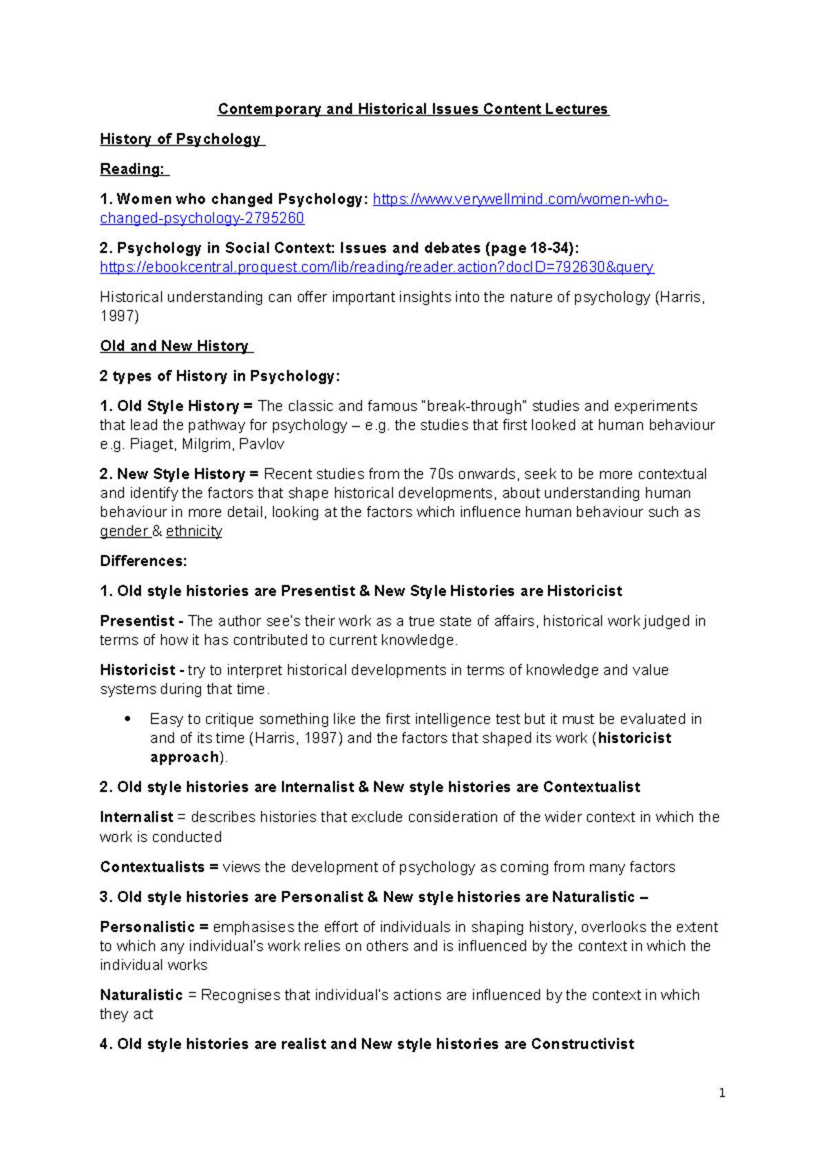 Lecture 5 - History of Psychology - Contemporary and Historical Issues ...