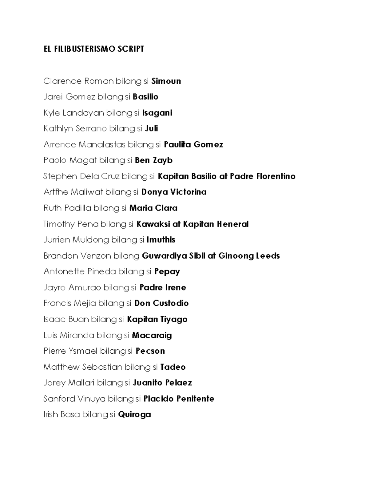 EL Filibusterismo Script 3 - EL FILIBUSTERISMO SCRIPT Clarence Roman ...