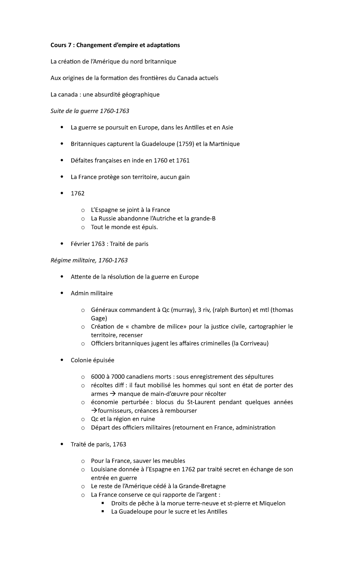 Note de cours histoire du canada avant 1840 - Cours 7 : Changement d ...