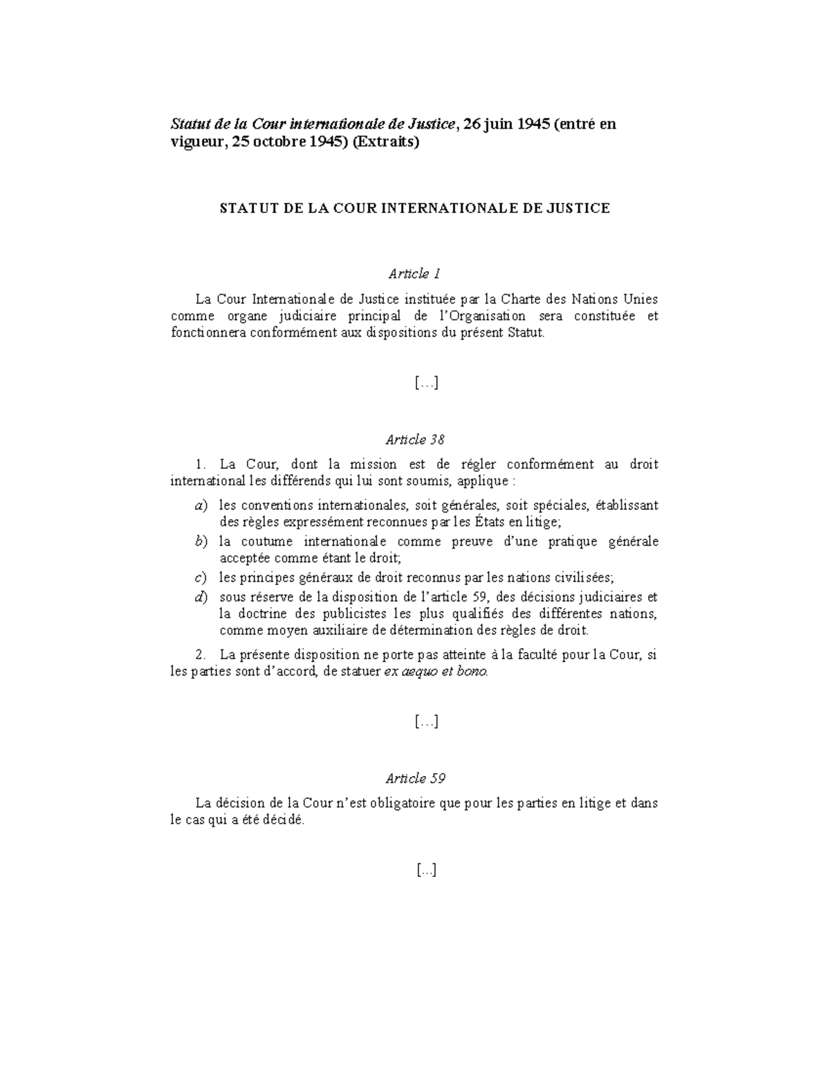 Statut CIJ-art-38 - art.38 - Statut de la Cour internationale de ...