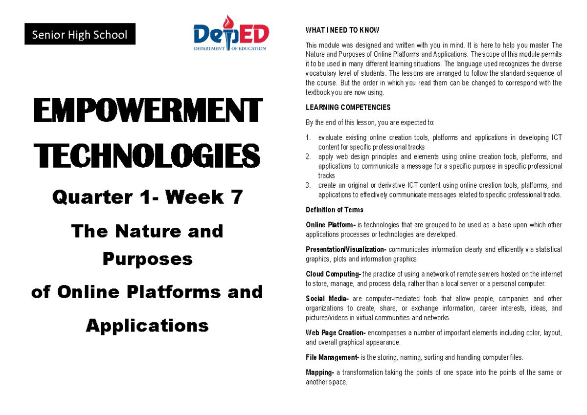 Emtech-M7-module - Notes - WHAT I NEED TO KNOW This module was designed ...
