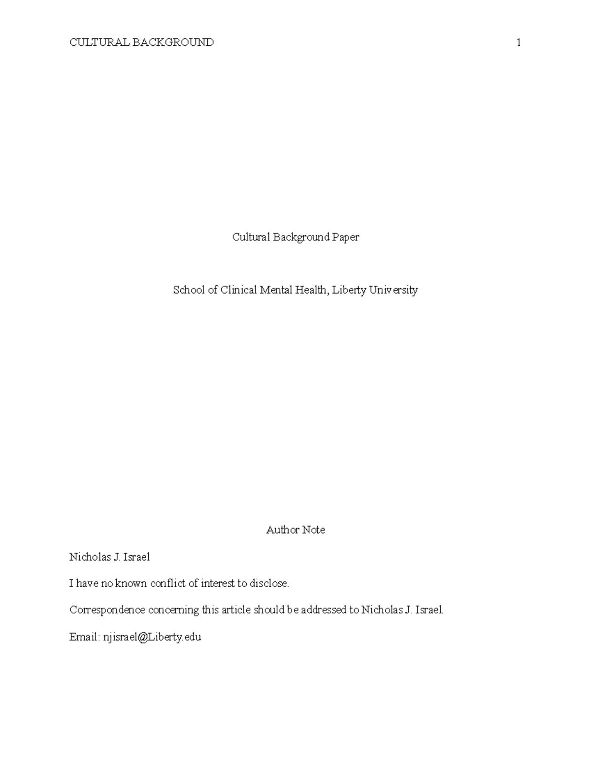 Cultural Background Paper - Cultural Background Paper School of ...