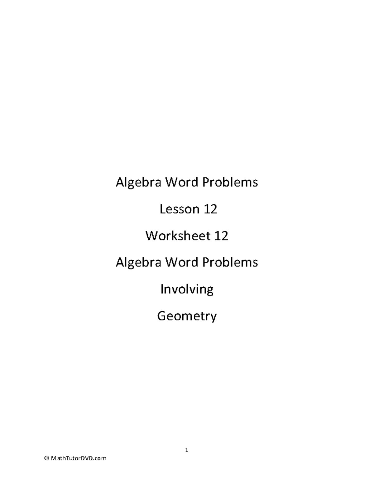Algebra+Word+Problems+-+Worksheet+12+-+Problems+Involving+Geometry - 1 ...