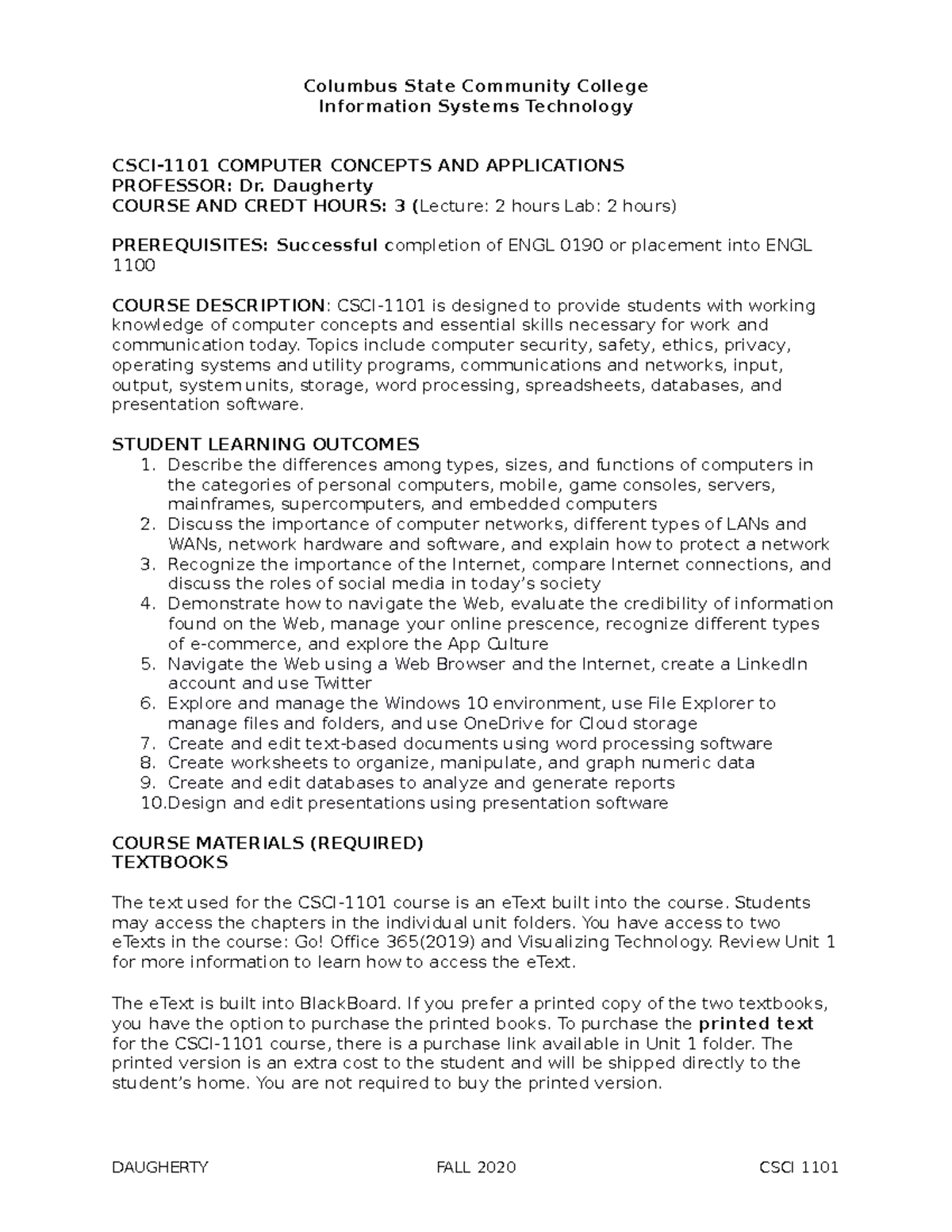 Computer Concepts and Applications Course at Columbus State Community ...