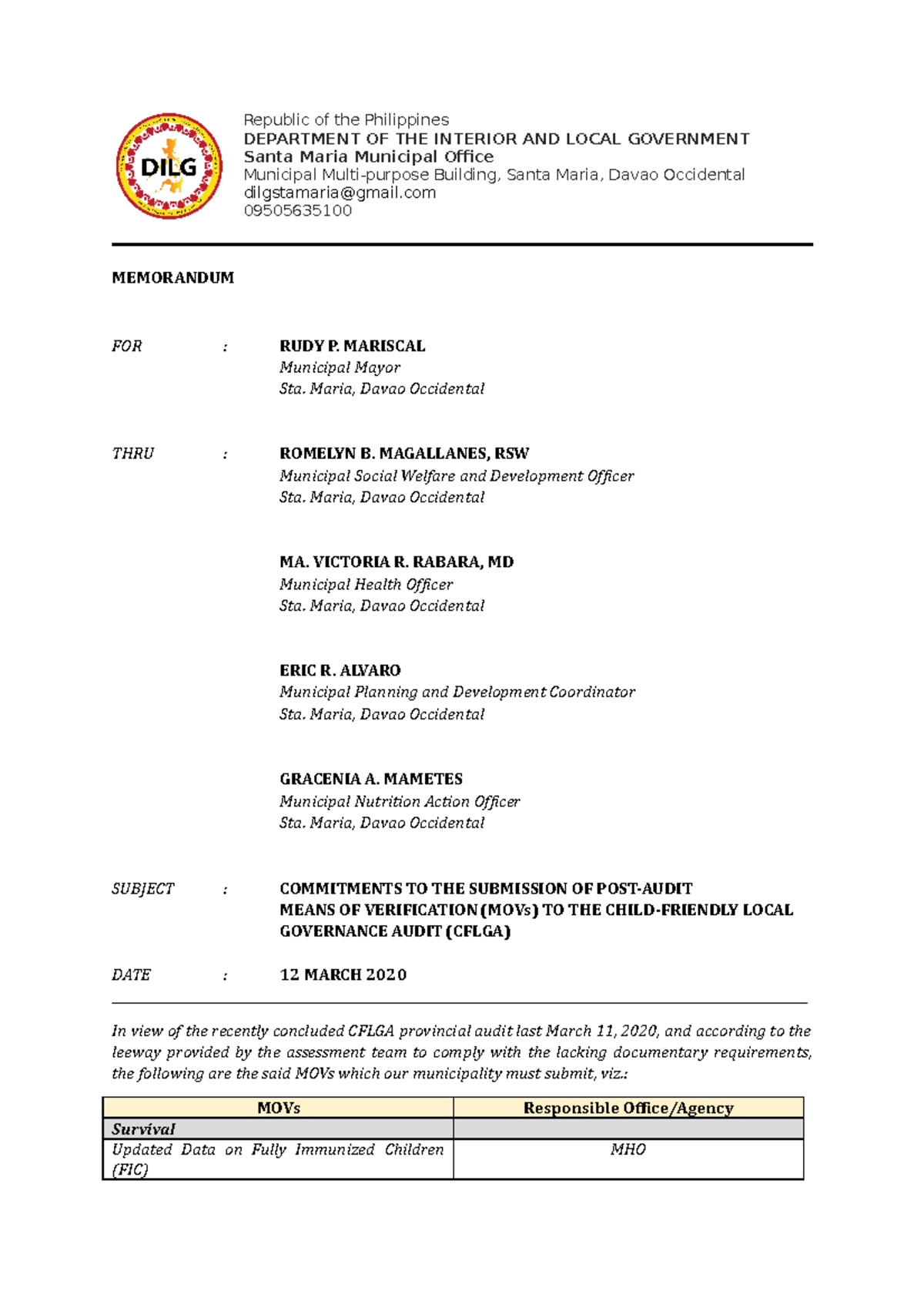 Cflga agreements - Very good description. - MEMORANDUM FOR : RUDY P ...