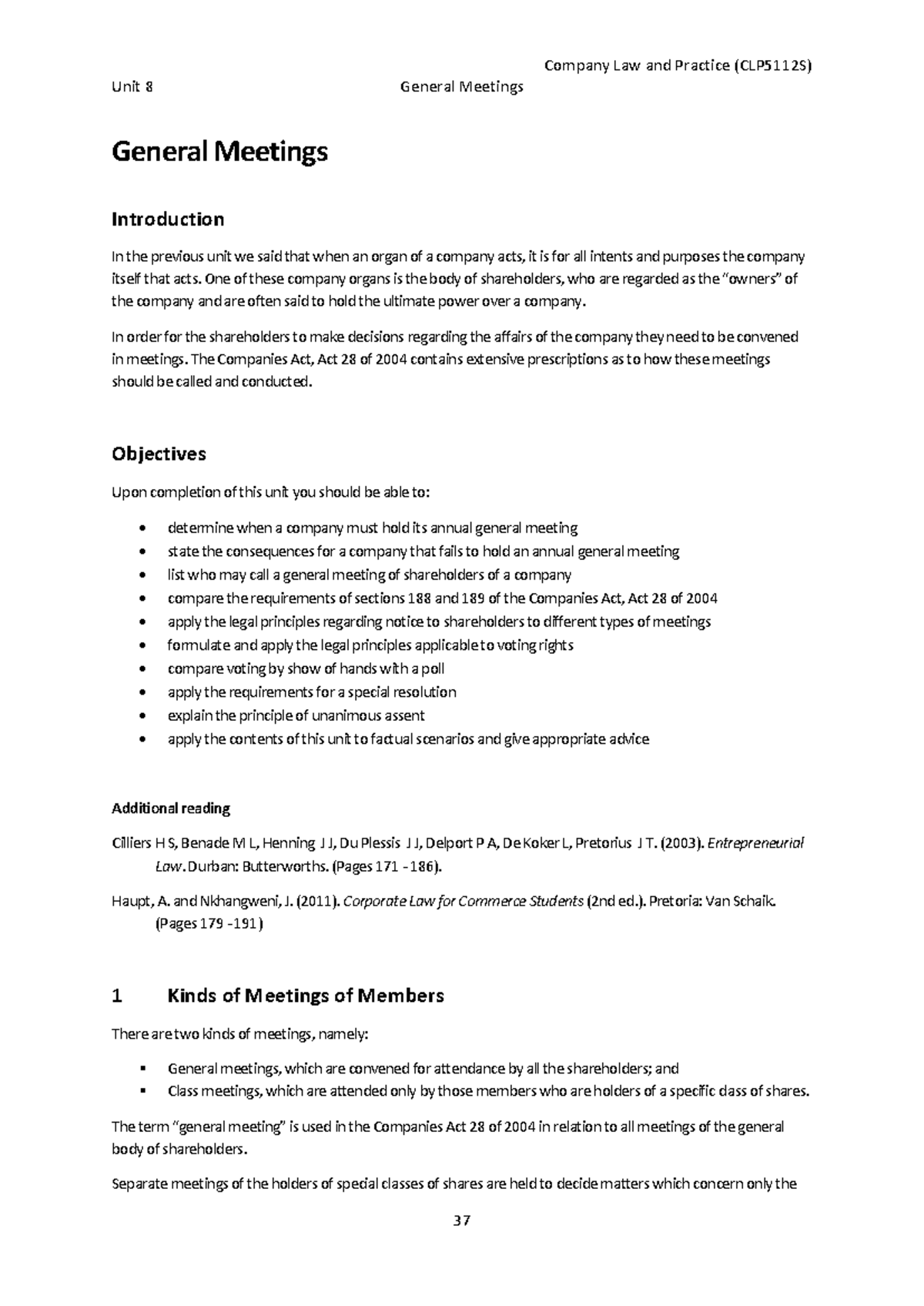 Unit 8 - To prepare for my test - Unit 8 General Meetings General ...