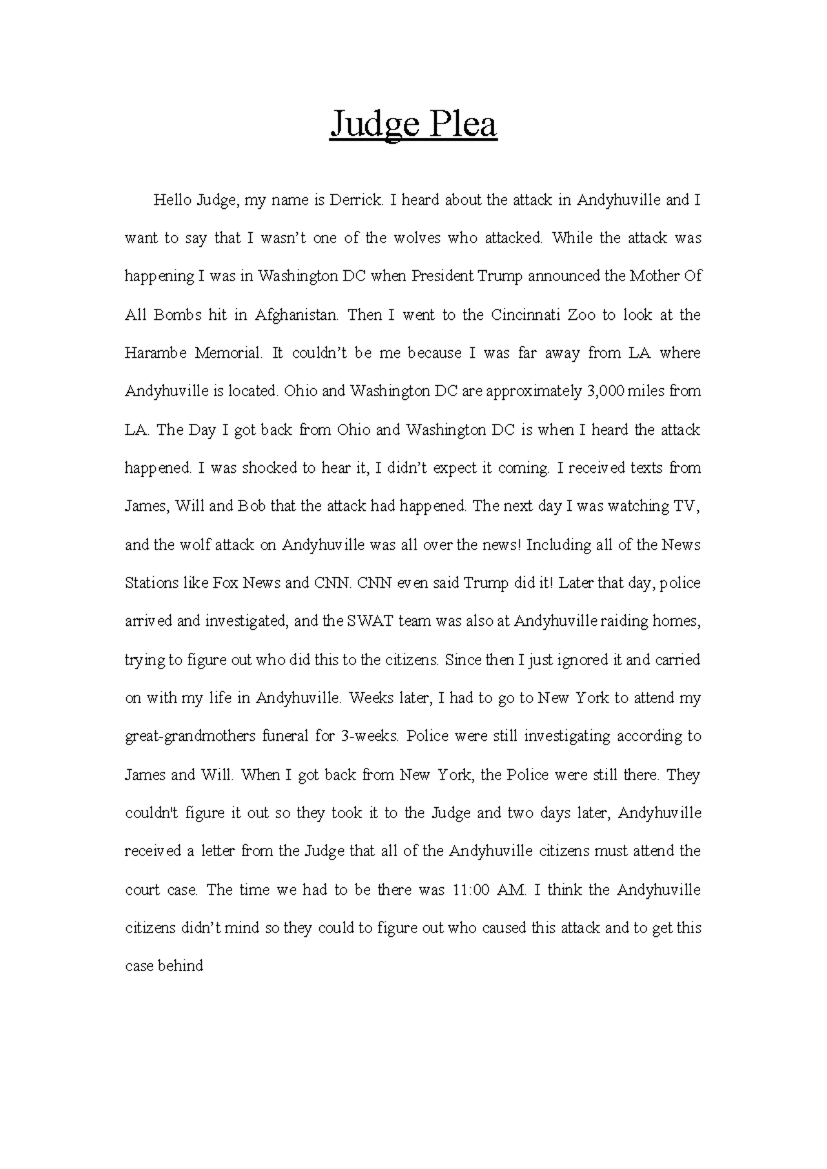 Judge Plea - Judge Plea Hello Judge, my name is Derrick. I heard about ...