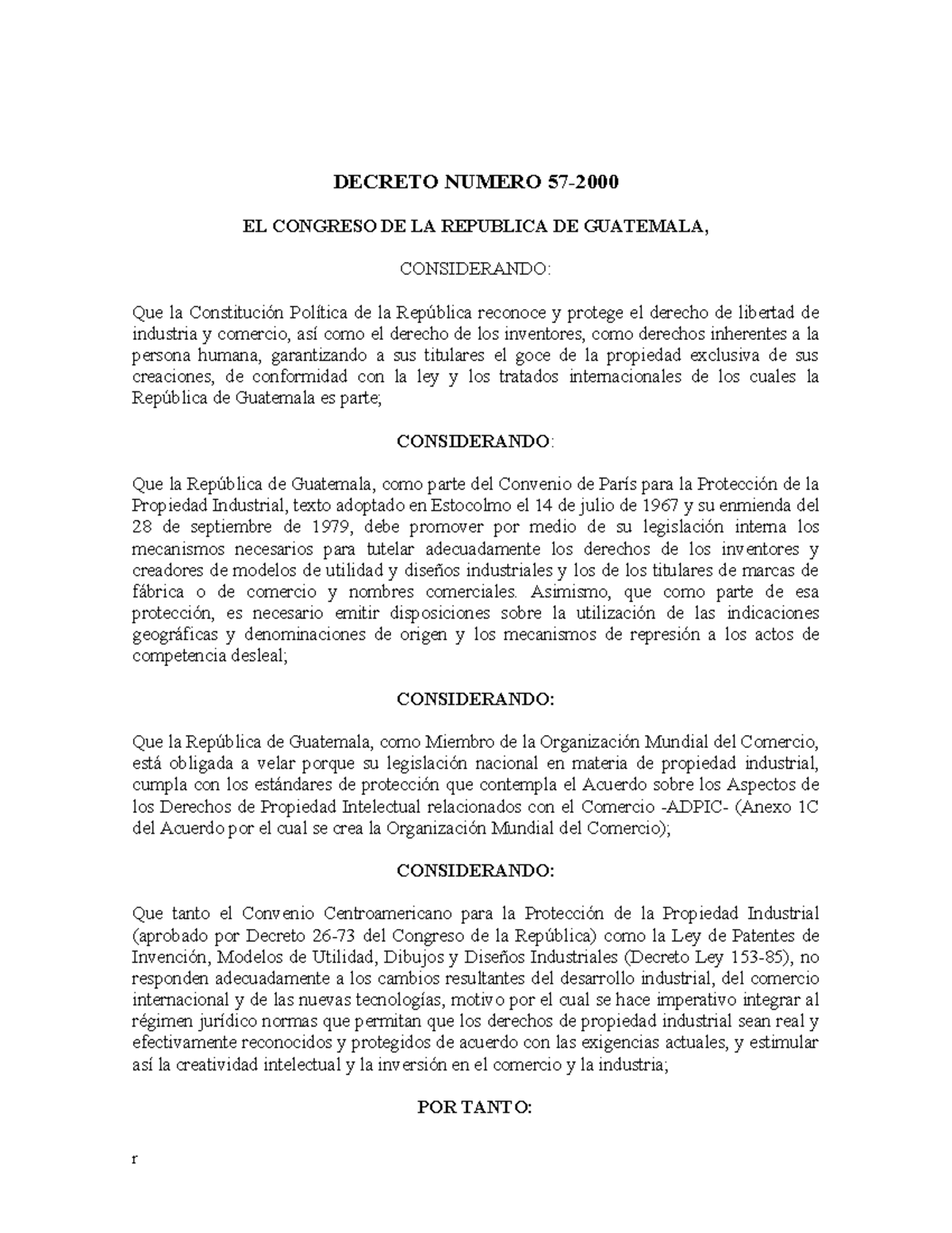 Gua28656 - DECRETO NUMERO 57- EL CONGRESO DE LA REPUBLICA DE GUATEMALA ...