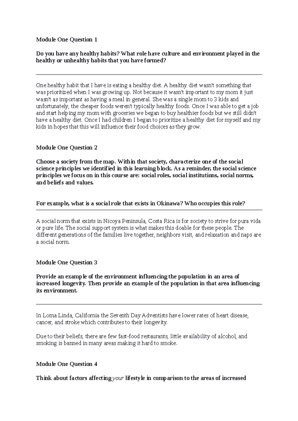 1-2 Module One Short Responses - Module One Question 1 Do you have any ...