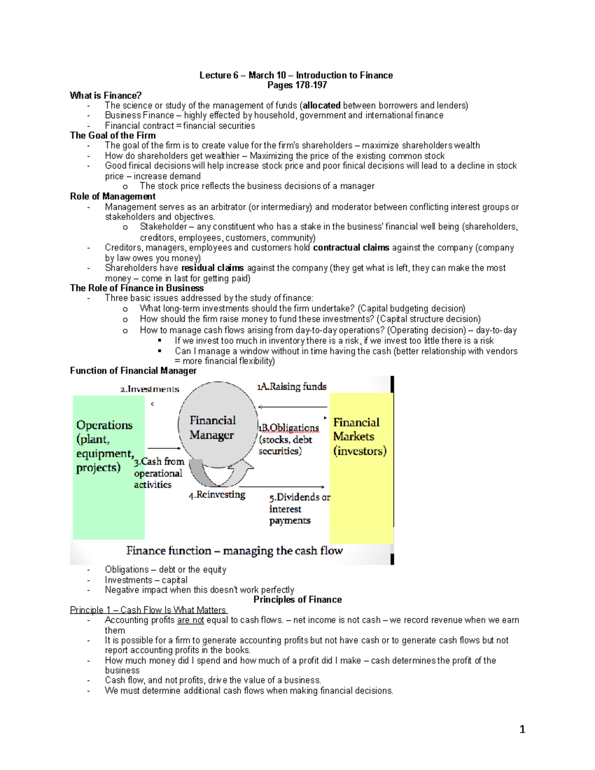 Lecture 6 – March 10 – Introduction to Finance - Lecture 6 March 10 ...