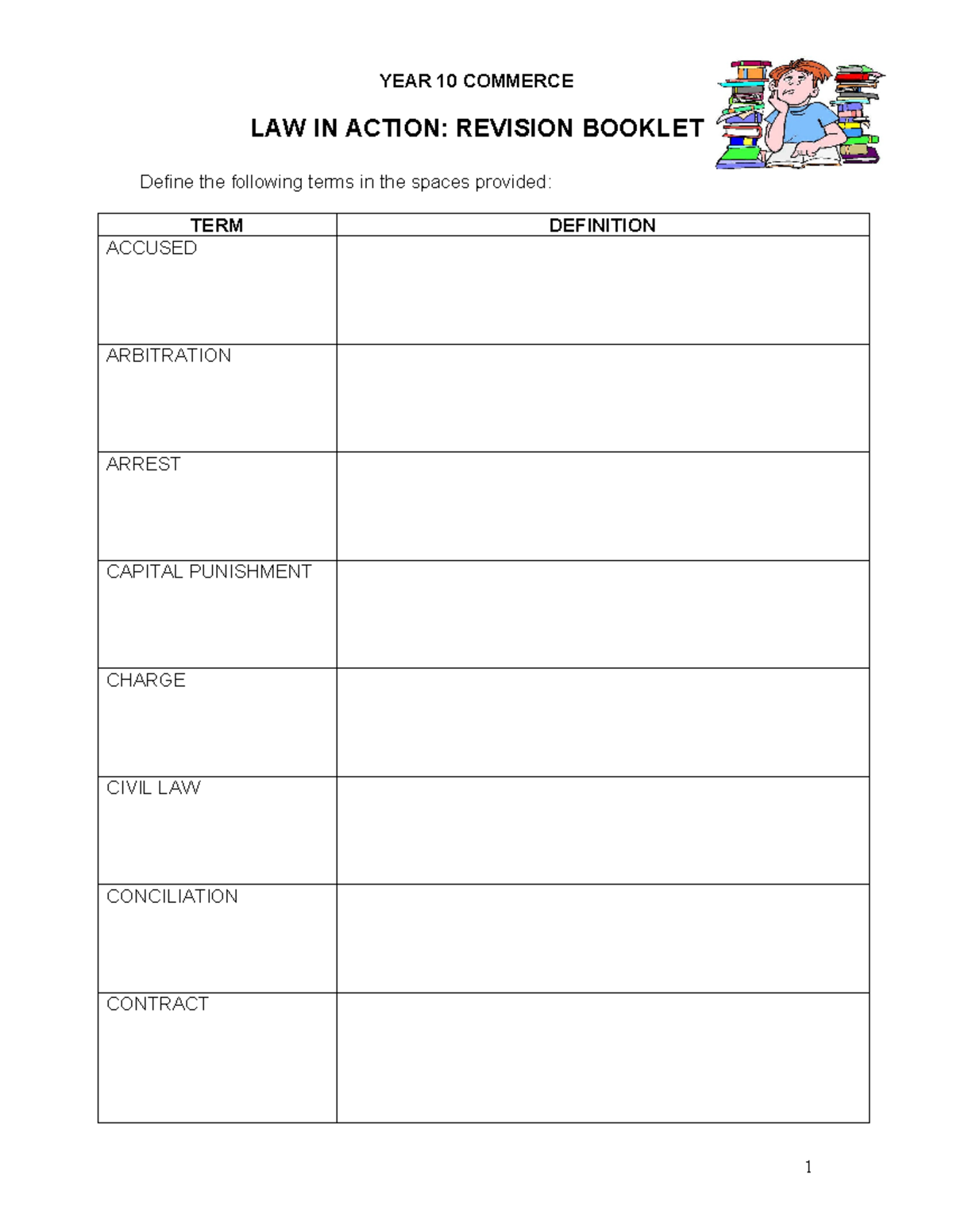 Law in action - summary booklet - YEAR 10 COMMERCE LAW IN ACTION ...