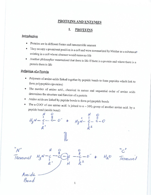 Lecture 1 - Introduction to biochemistry notes - OUTLINE 1 ...